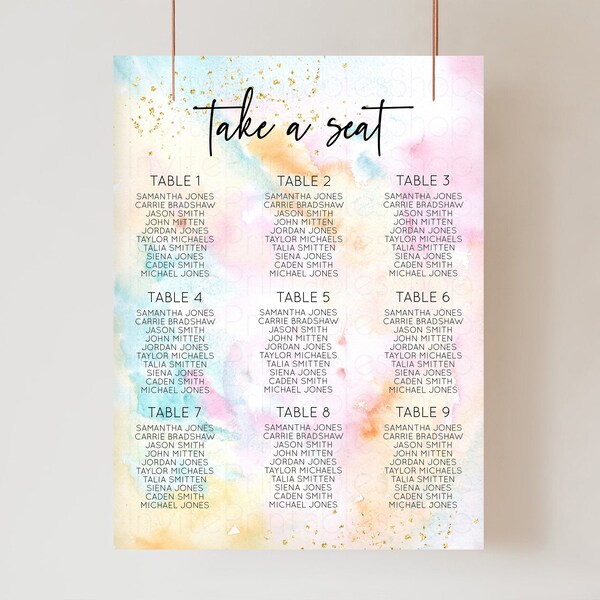 Colorful Seating Chart - Etsy
