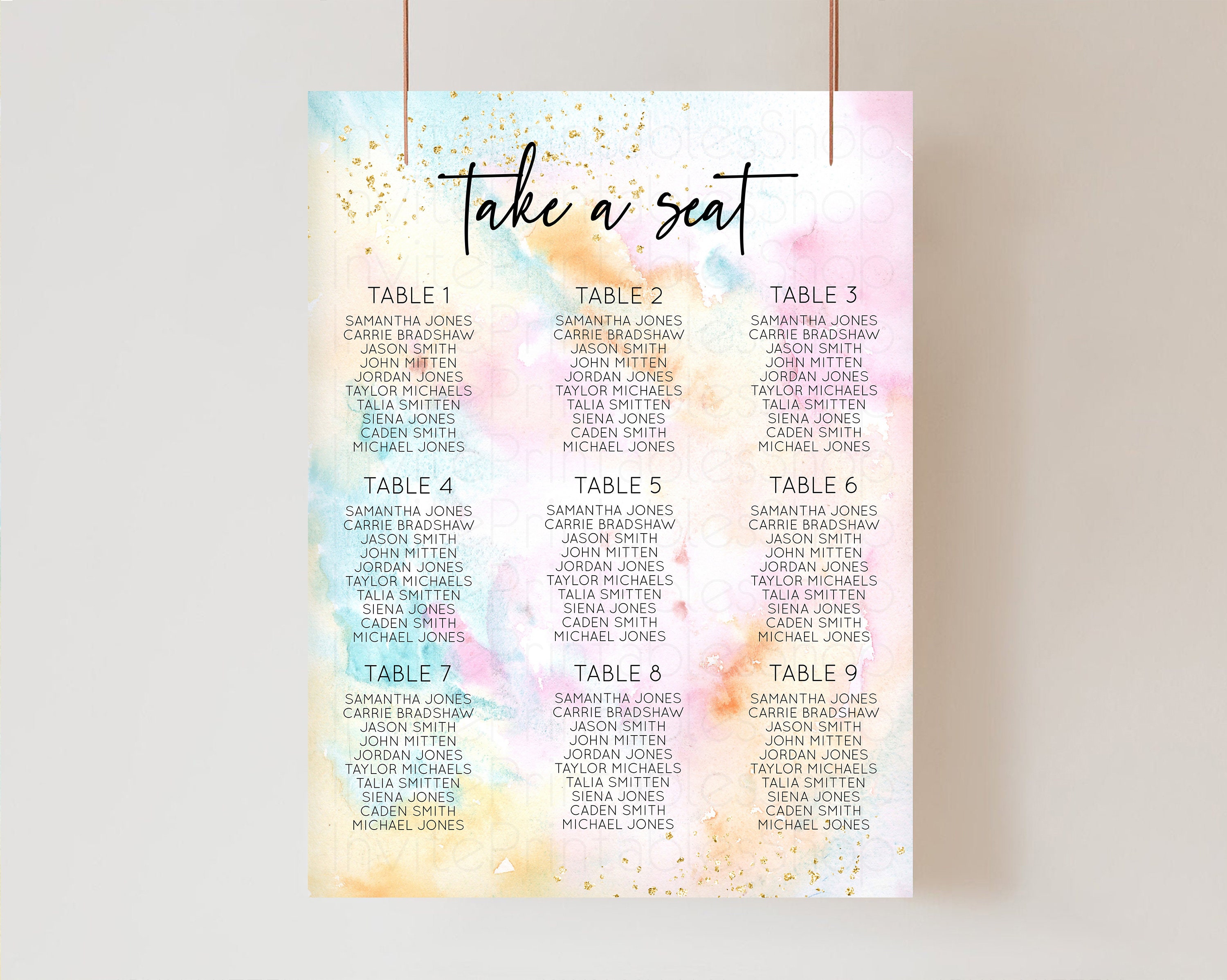 Rainbow Seating Chart Pastel Clouds Seating Sign Sprinkles - Etsy