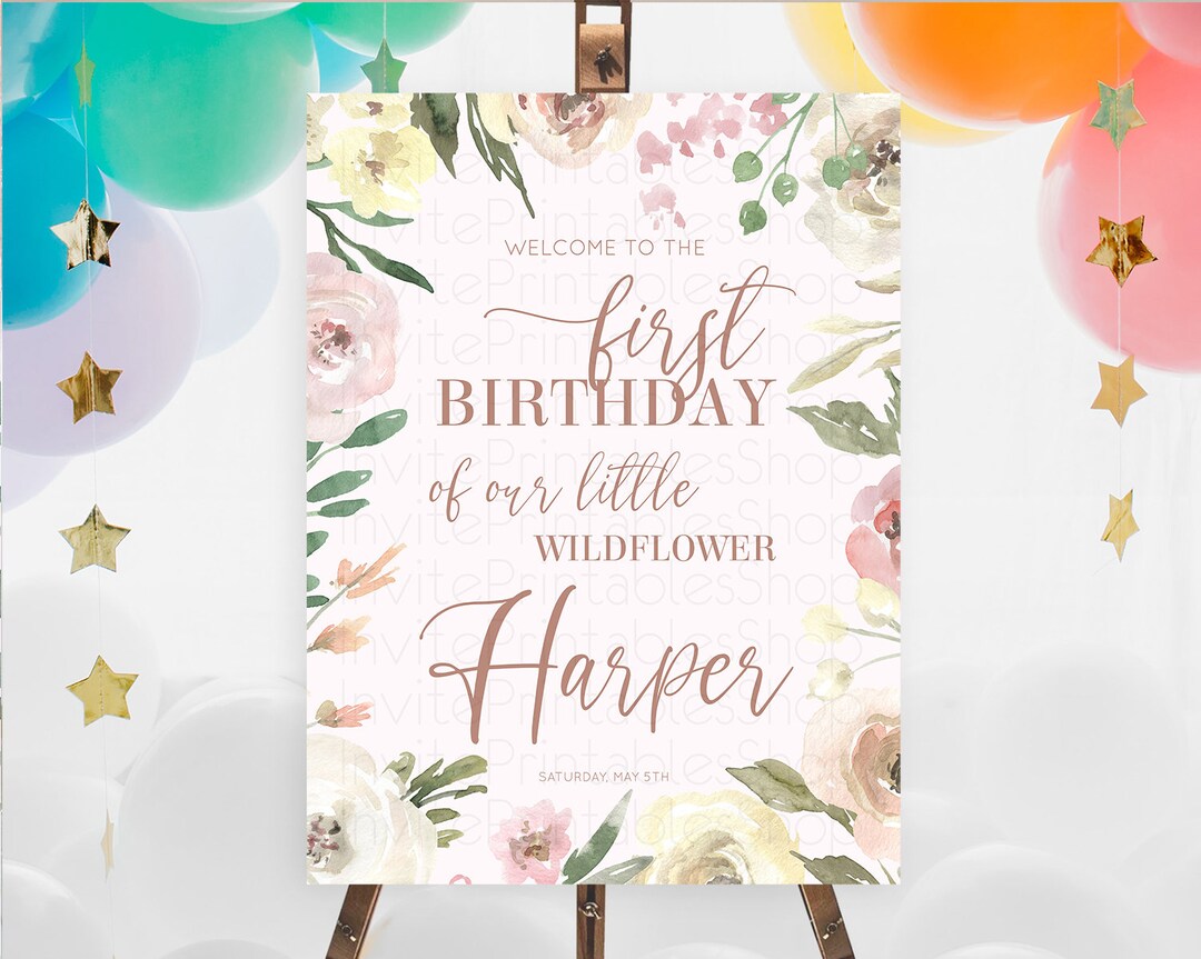 Secret Garden Welcome Sign Wildflower Welcome Board Pastel Flower ...