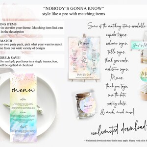 Pastel Menu Pastel Rainbow Menu Template Colorful Pastel Table Decor ...