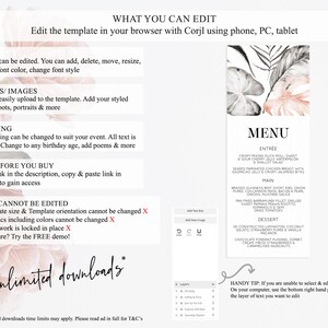 Tropical Menu Template Tropical Menu Palm Leaf Fern Table Decor ...