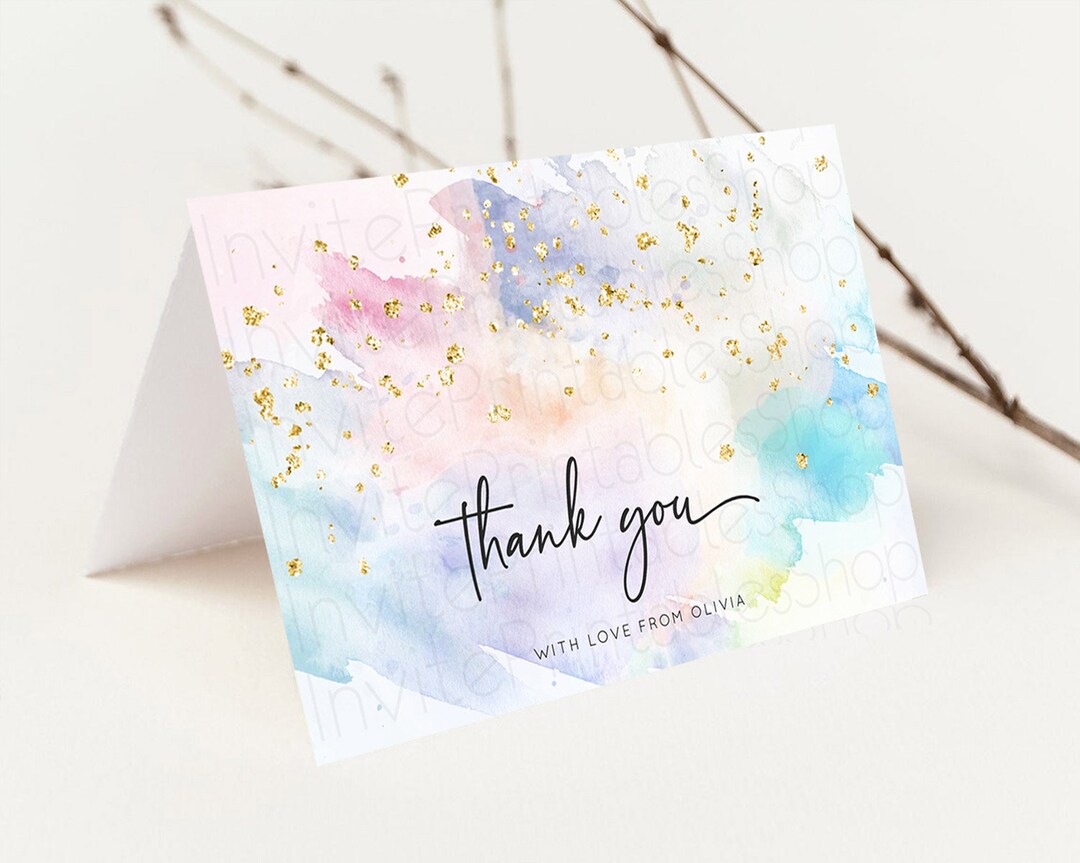 Pastel Thank You Rainbow Thank You Card Colorful Pastel Birthday Thank ...