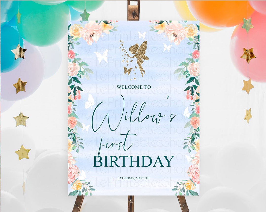 Fairy Welcome Sign Fairy Welcome Board Enchanted Garden Pastel Floral ...