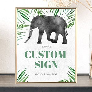 Elephant Sign Elephant Safari Adventure Party Table Sign Decor Dried ...