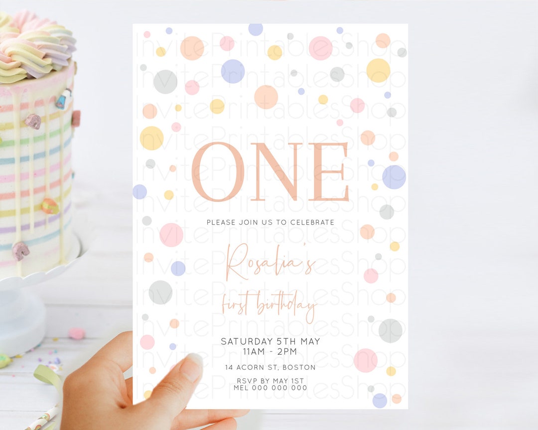 Pastel Birthday Invitation Pastel Confetti Birthday Invitation Bubbles ...