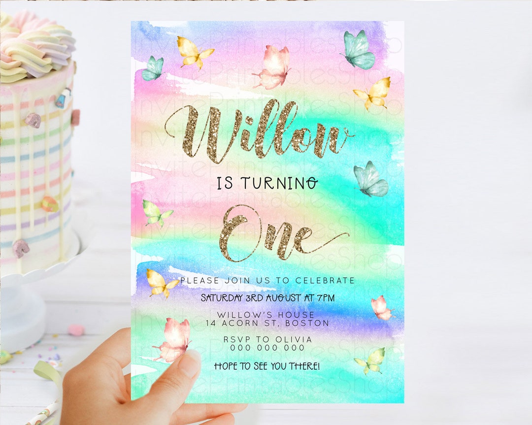 Pastel Butterfly Birthday Invitation Butterfly Birthday - Etsy