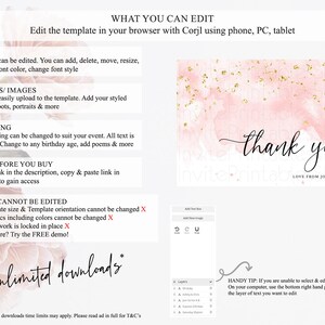 Pink Thank You Pink Watercolor Thank You Card Pastel Pink Card Template ...