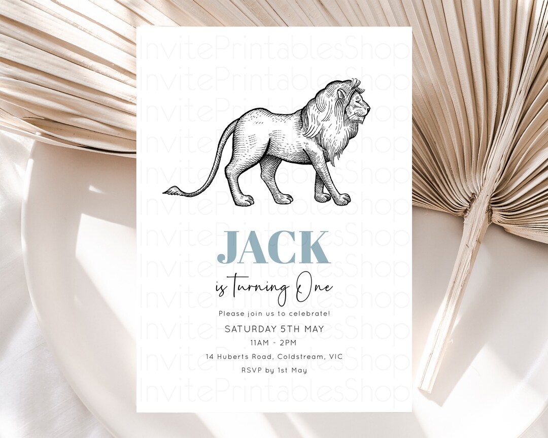 Lion Birthday Invitation Lion Invitation Wild One Invite Jungle Safari ...