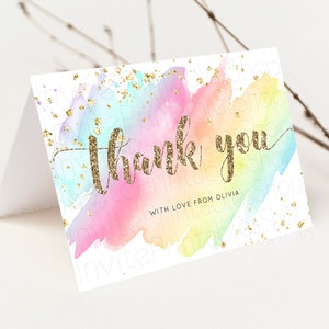 Pastel Thank You Rainbow Thank You Card Colorful Pastel - Etsy