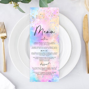 Pastel Menu Pastel Rainbow Menu Template Colorful Pastel Table Decor ...