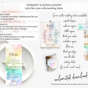 Pastel Menu Pastel Rainbow Menu Template Colorful Pastel Table Decor ...