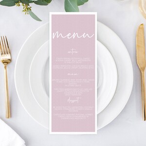 Pink Menu Pastel Pink Menu Template Pink Minimalist Table Decor Modern ...