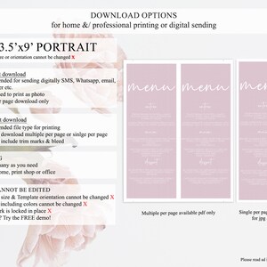 Pink Menu Pastel Pink Menu Template Pink Minimalist Table Decor Modern ...