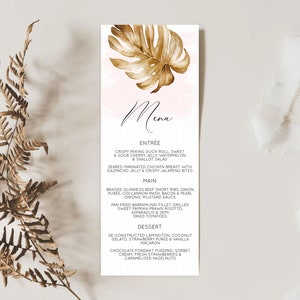 Tropical Menu Template Tropical Menu Palm Leaf Fern Table Decor ...