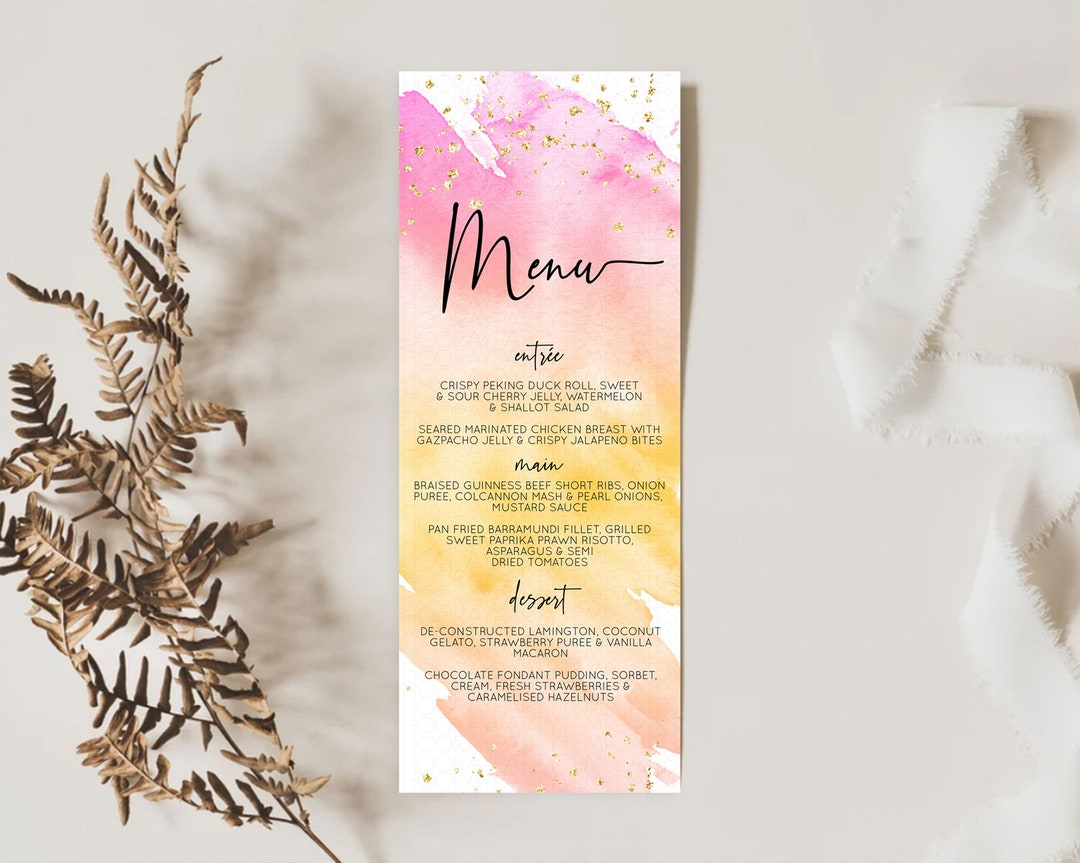 Pastel Menu Pastel Rainbow Menu Template Colorful Pastel Table Decor ...