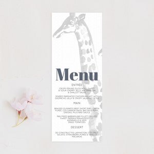 Giraffe Menu Giraffe Menu Template Giraffe Party Table Decor Safari ...