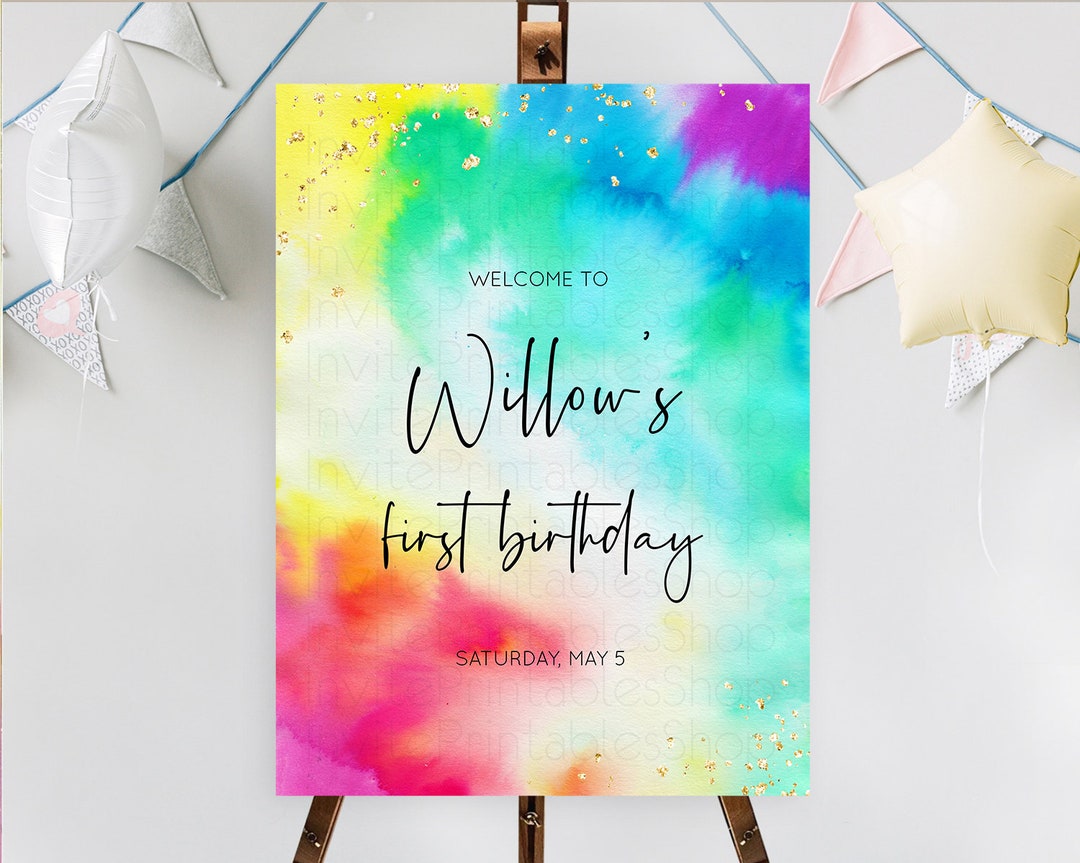 Tie Dye Welcome Board Rainbow Tie Dye Welcome Sign Pastel Welcome ...