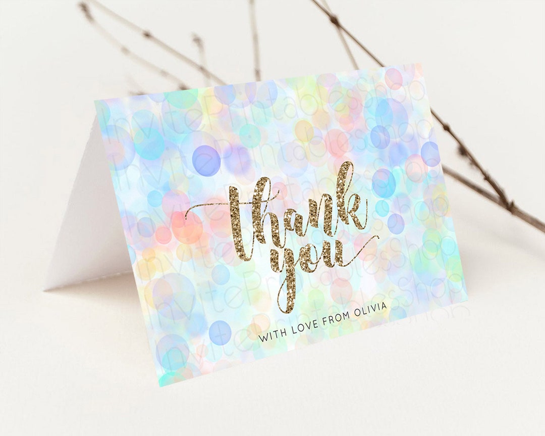 Pastel Thank You Bubbles Thank You Card Bubble Bath Birthday Thank You ...