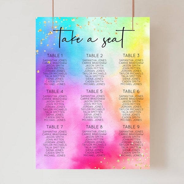 Colorful Seating Chart - Etsy