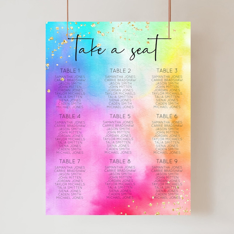 Colorful Seating Chart - Etsy