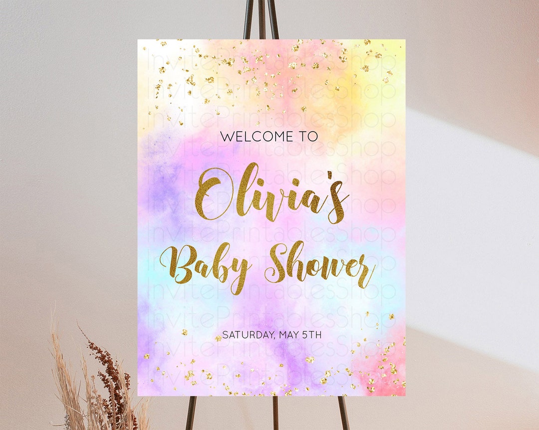 Pastel Baby Shower Welcome Sign Pastel Rainbow Welcome Sign Colorful ...