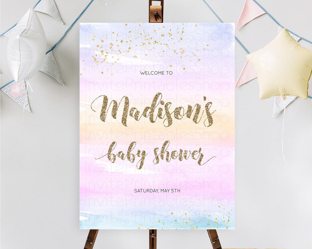 Pastel Baby Shower Welcome Sign Pastel Rainbow Welcome Sign Colorful ...