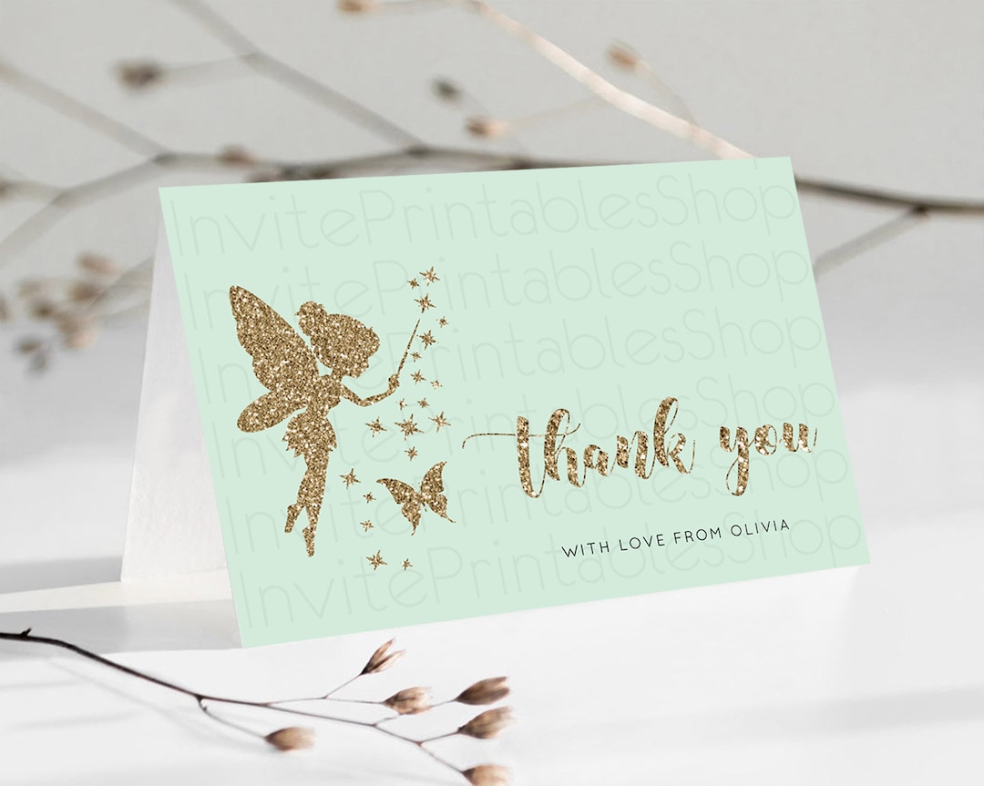 Fairy Thank You Fairy Thank You Card Enchanted Garden Pastel Butterfly ...