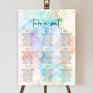 Rainbow Seating Chart Pastel Seating Chart Colorful Pastel Watercolor ...