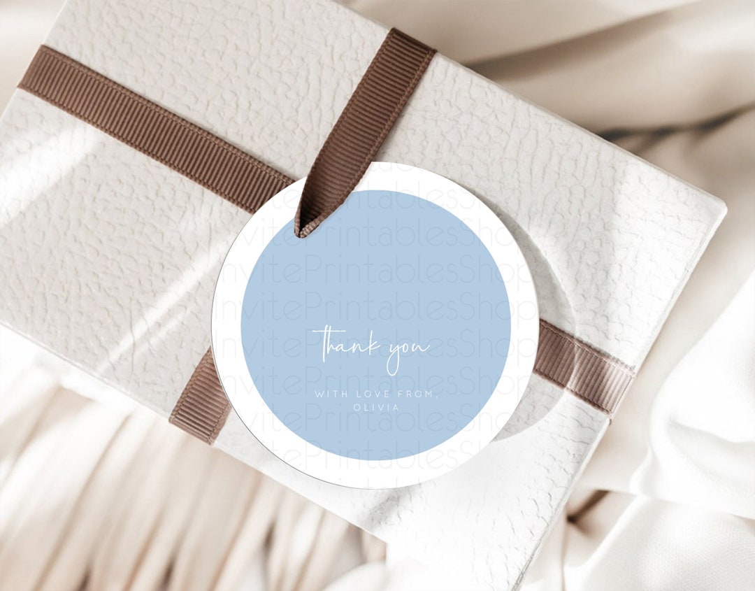 Blue Thank You Tags Pastel Blue Thank You Gift Tags Blue Favor Tags ...