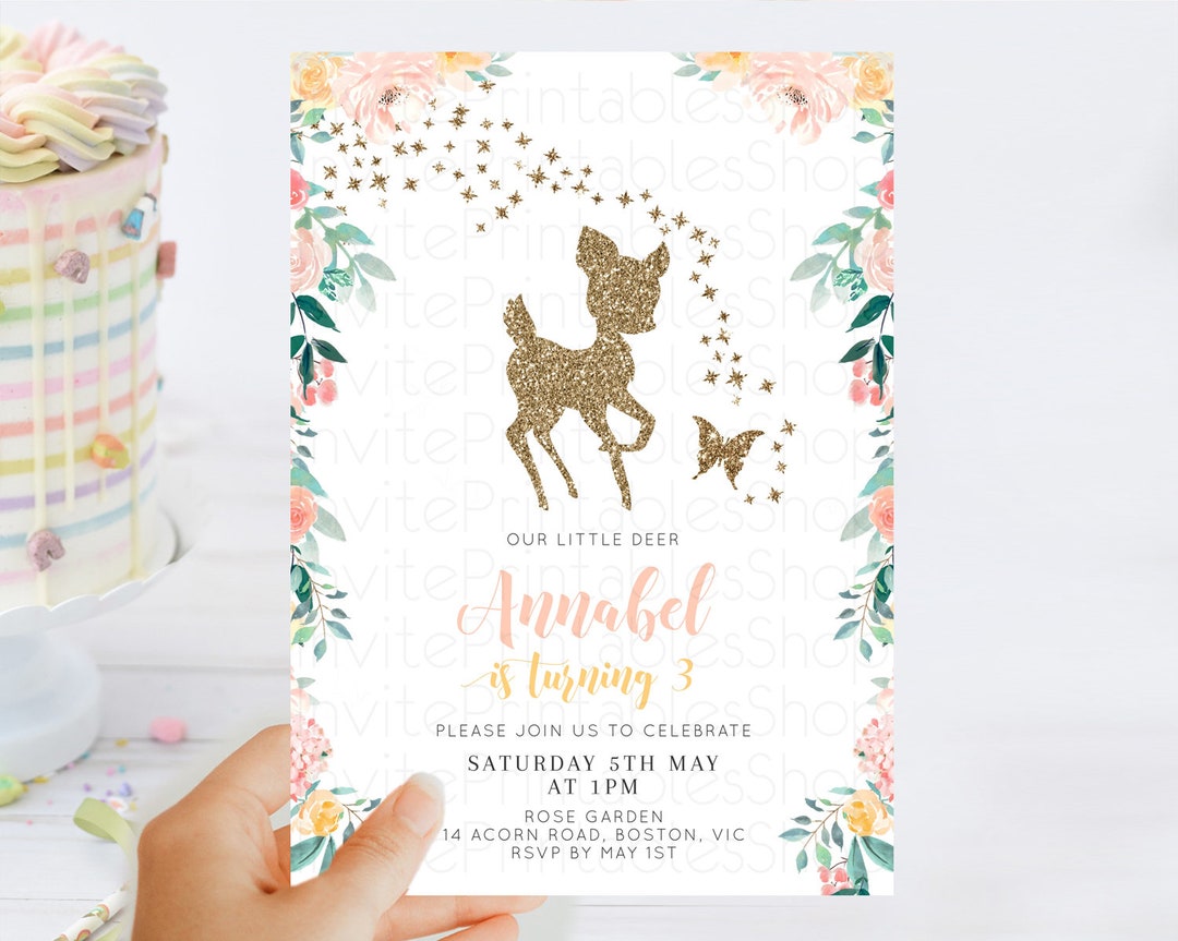 Fawn Birthday Invitation Deer Birthday Invitation Enchanted Forest ...