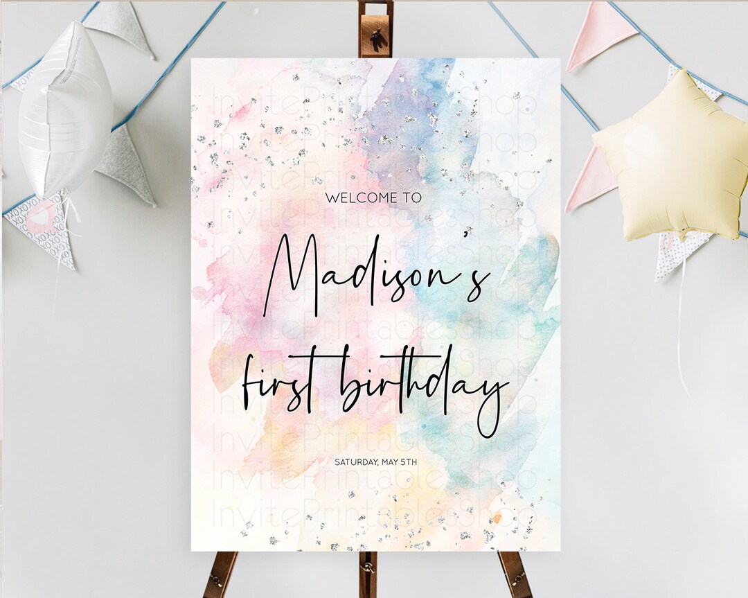 Pastel Rainbow Welcome Sign Pastel Welcome Board Pastel Colorful Party ...