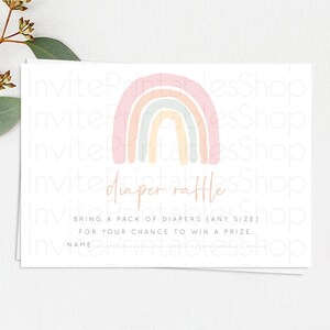 Pastel Rainbow Diaper Raffle Card Boho Rainbow Diaper Insert Boho ...