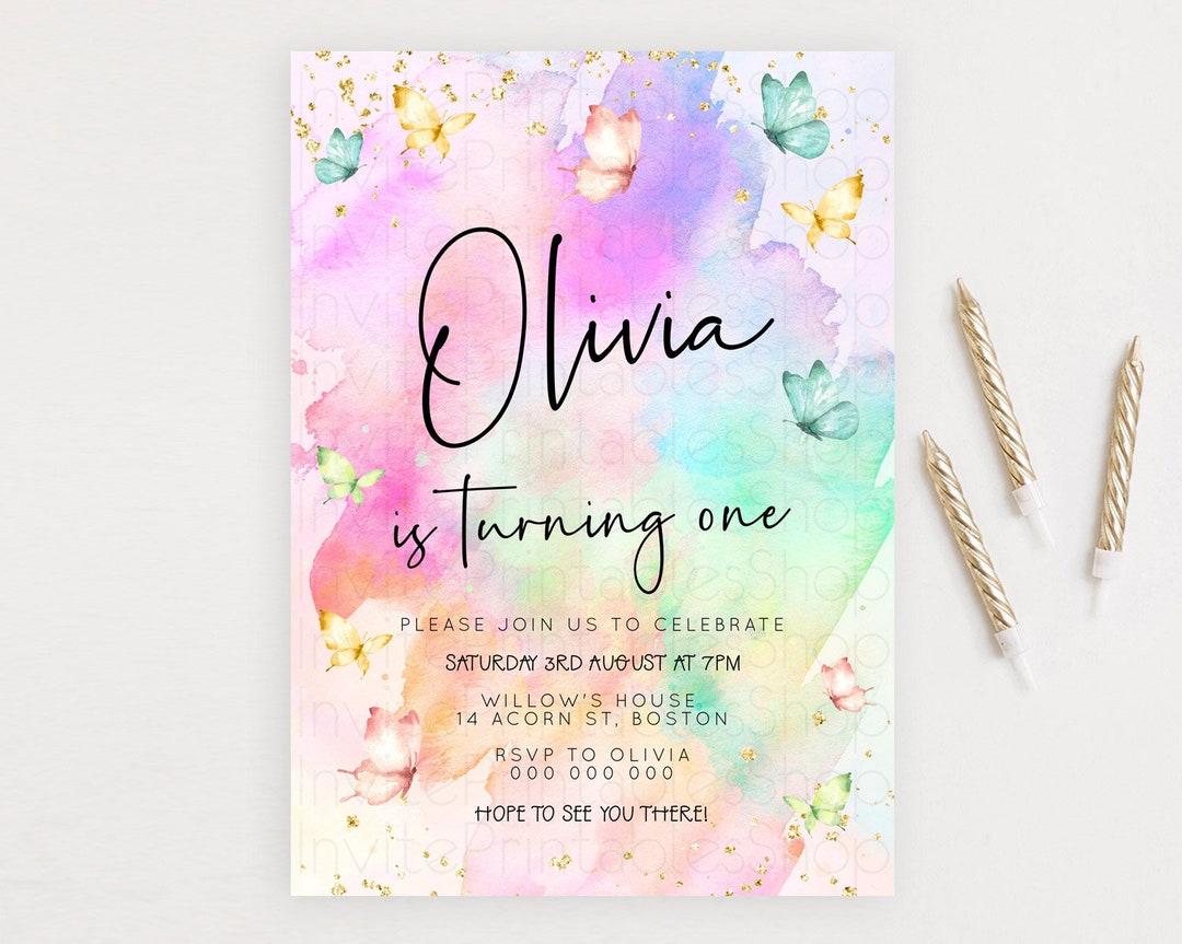 Pastel Butterfly Birthday Invitation Butterfly Birthday Invitation ...