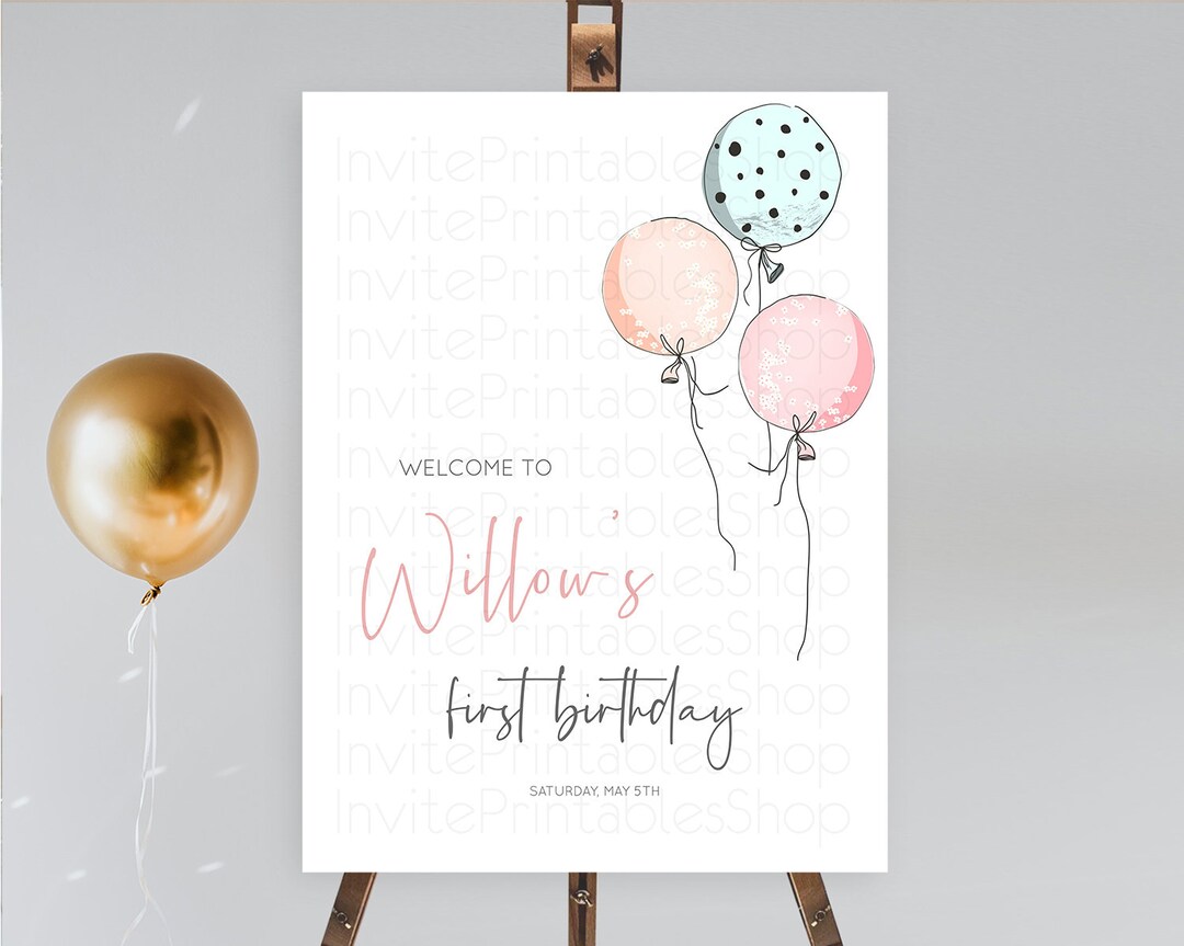 Pastel Balloons Welcome Sign Colorful Balloon Welcome Board Rainbow ...