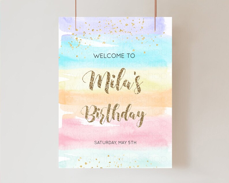 Rainbow Welcome Sign Pastel Welcome Sign Pastel Ombre 1st - Etsy