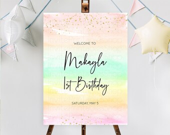 Pastel Rainbow Welcome Sign Rainbow Birthday Welcome Poster - Etsy