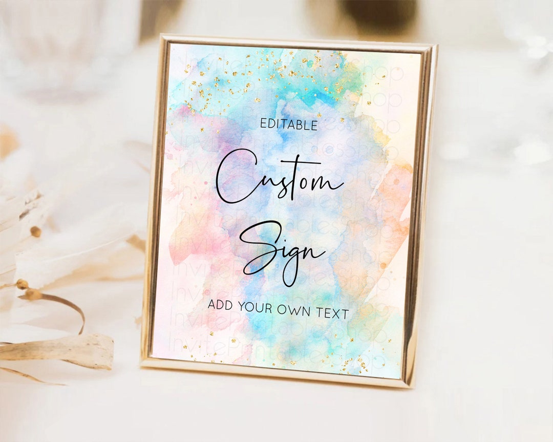 Pastel Sign Ombre Table Sign Decor Pastel Ombre Rainbow Watercolor ...