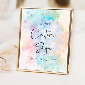 Pastel Sign Ombre Table Sign Decor Pastel Ombre Rainbow Watercolor ...