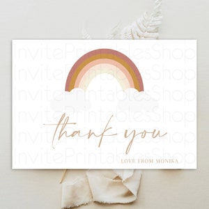 Pastel Rainbow Thank You Boho Rainbow Thank You Card Rainbow Birthday ...
