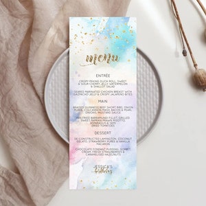 Pastel Menu Pastel Rainbow Menu Template Colorful Pastel Table Decor ...