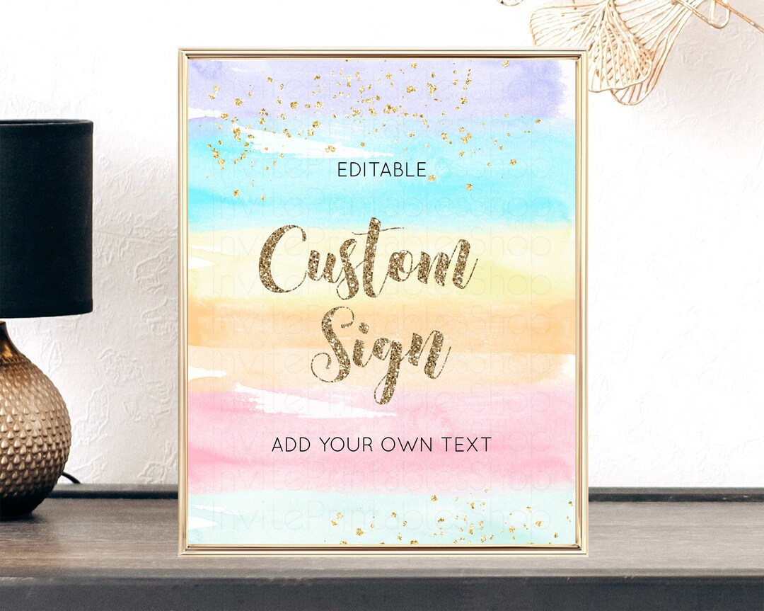 Pastel Rainbow Sign Cards Gifts Sign Table Signs Diaper Sign Books Sign ...