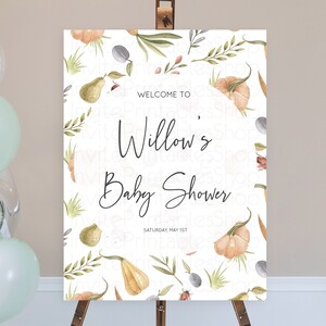 Pumpkin Baby Shower Welcome Board Pear Welcome Sign Ladybug Plum ...