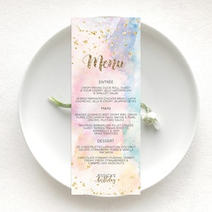 Pastel Menu Pastel Rainbow Menu Template Colorful Pastel Table Decor ...