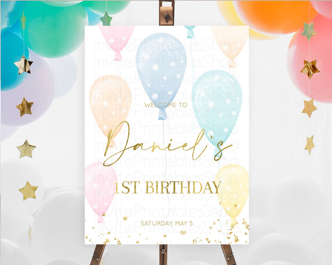 Pastel Balloons Welcome Sign Colorful Balloon Welcome Board Rainbow ...