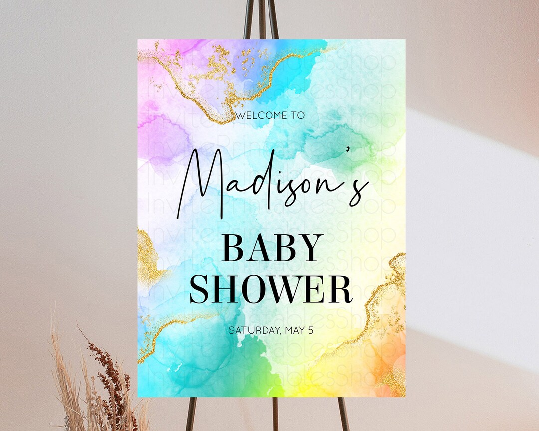 Pastel Baby Shower Welcome Sign Pastel Rainbow Welcome Sign - Etsy
