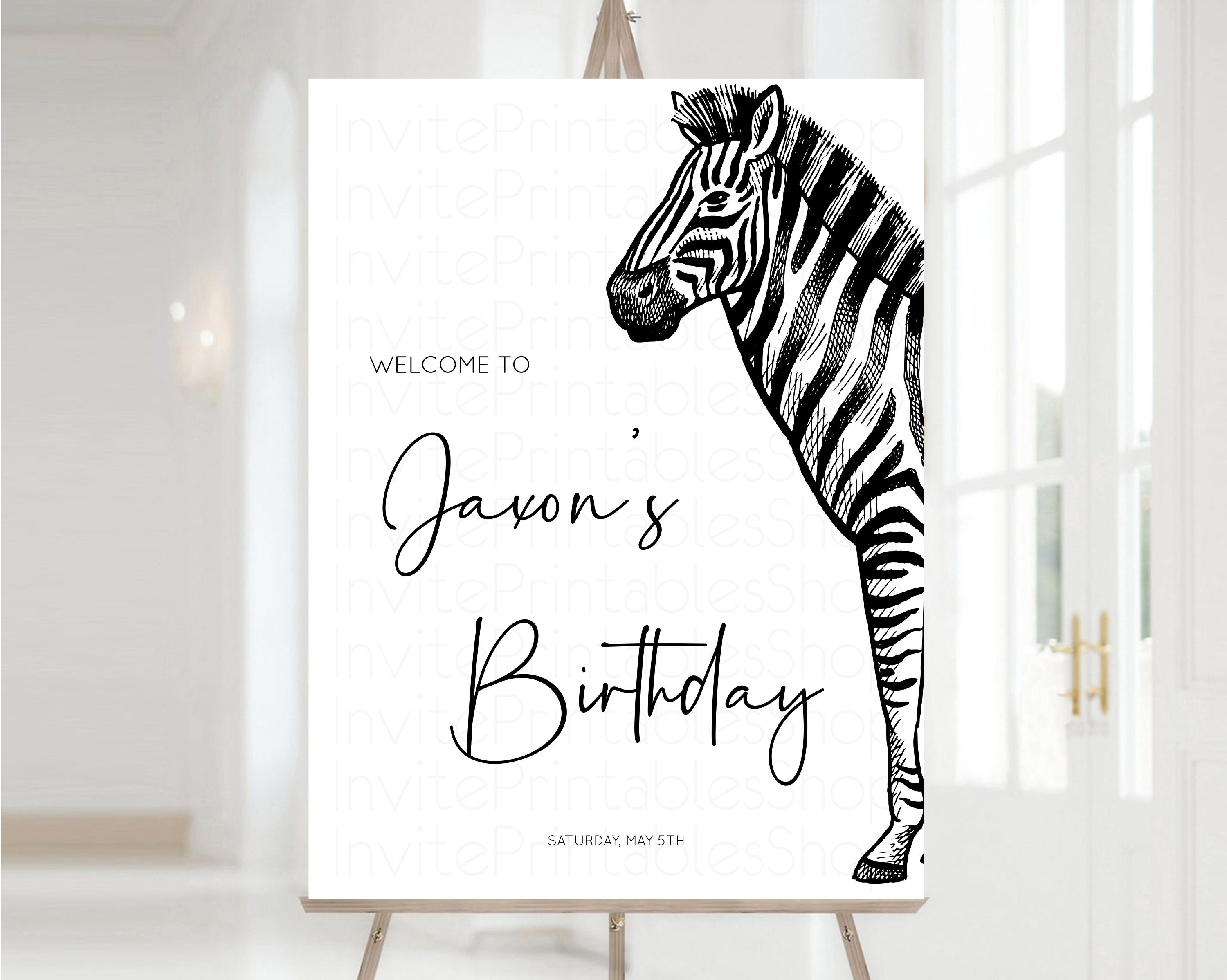 Zebra Welcome Sign Black White 1st Birthday Board White - Etsy