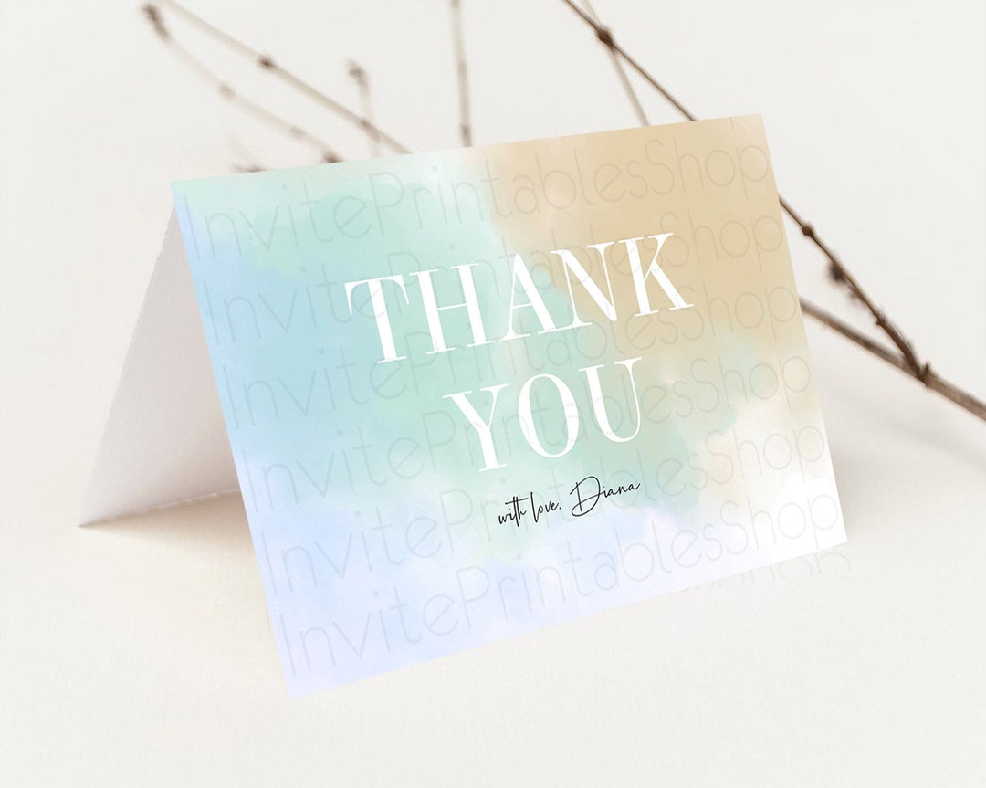 Pastel Thank You Rainbow Thank You Card Colorful Pastel Birthday Thank ...