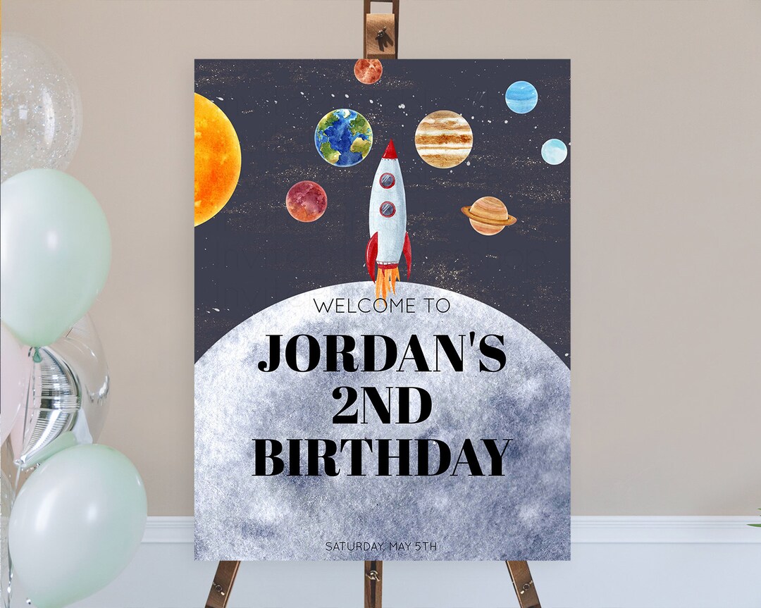 Space Birthday Welcome Sign Space Welcome Board First Trip Around the ...