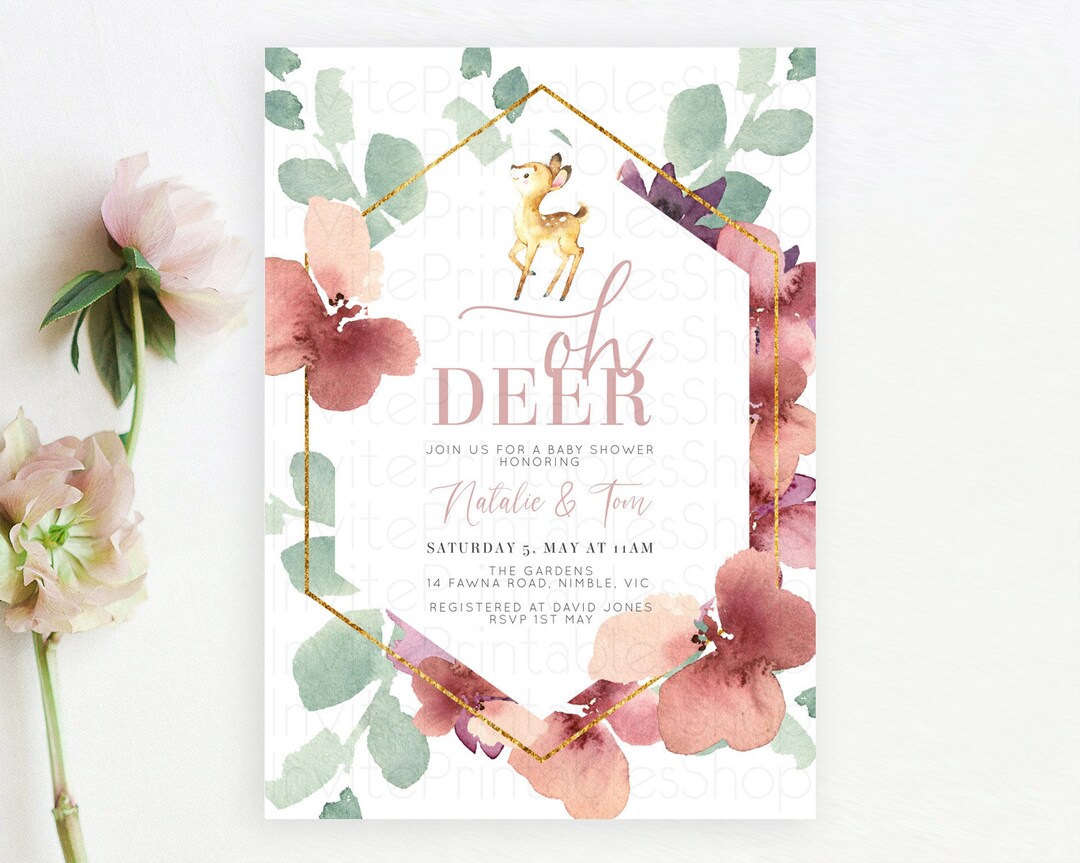 Fawn Baby Shower Invitation Deer Baby Shower Invites Enchanted Forest ...