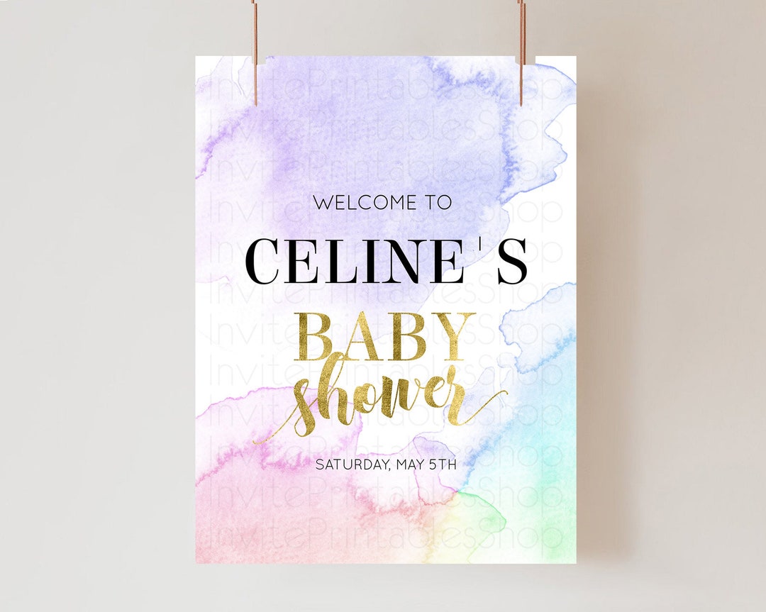 Pastel Baby Shower Welcome Sign Pastel Rainbow Welcome Sign Colorful ...